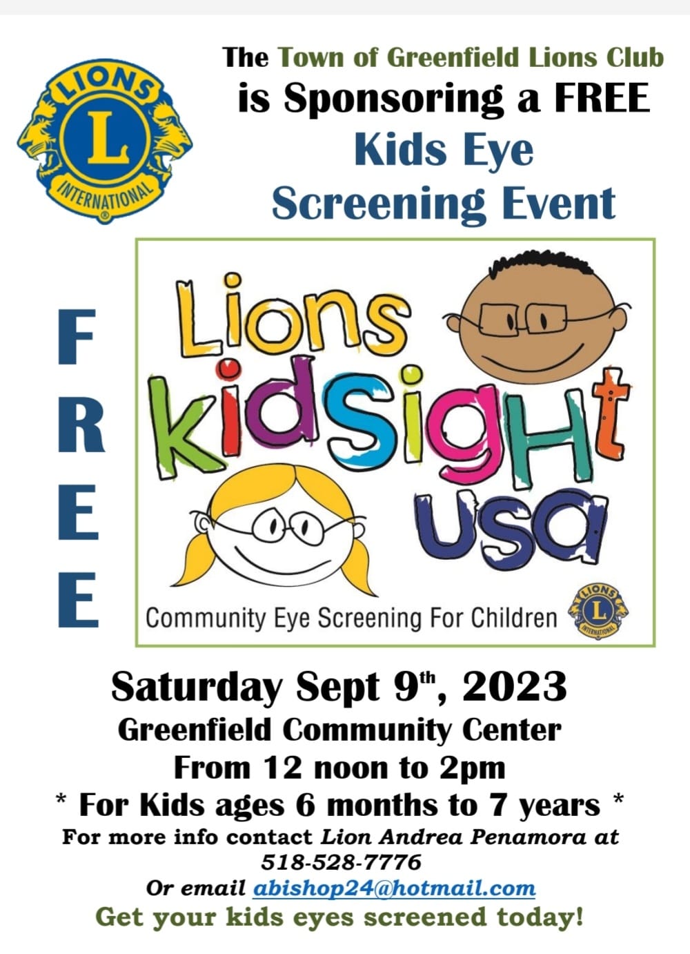 Free Eye Screening for Kids - Town of Greenfield